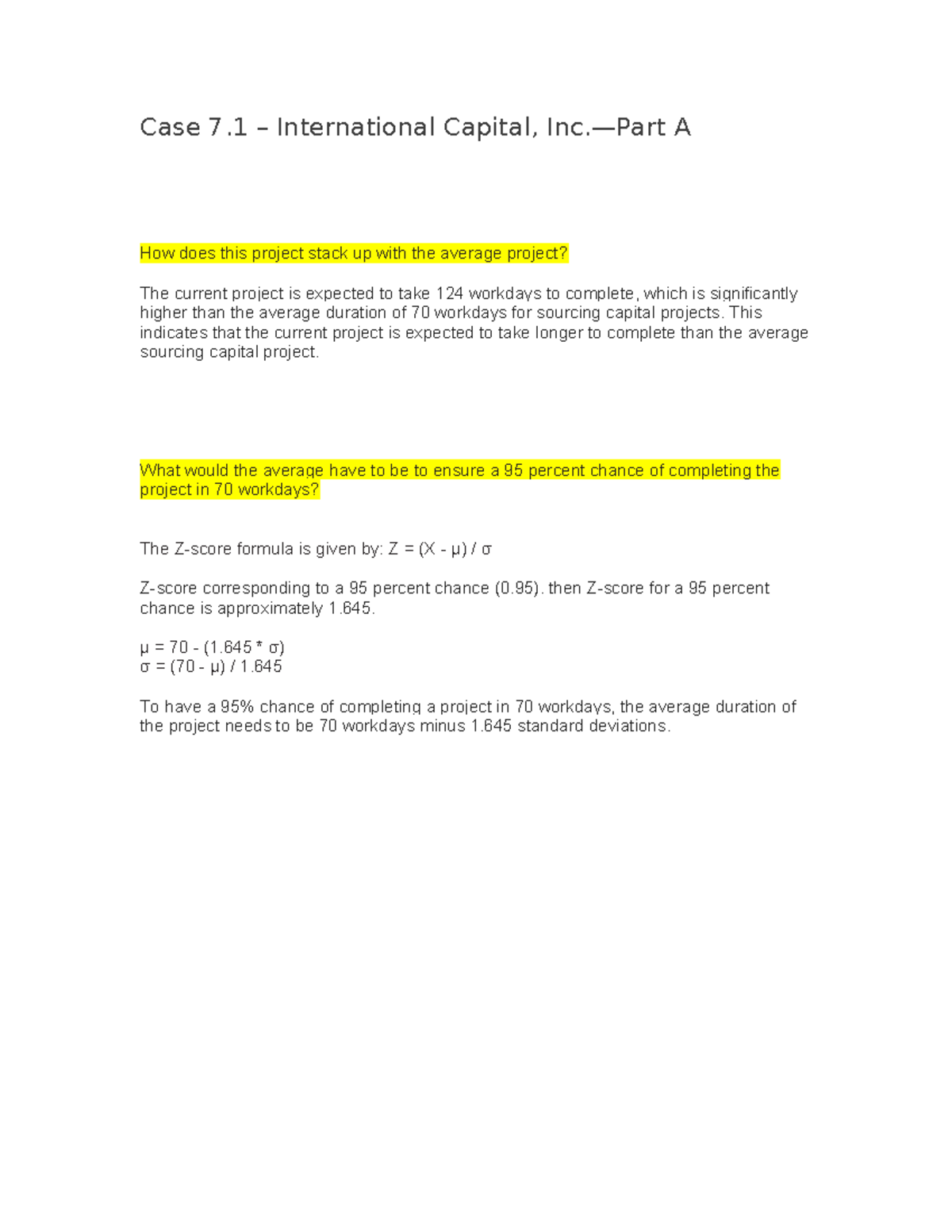 Case Study 7.1: Analyzing Project Duration vs. Average Capital Projects ...