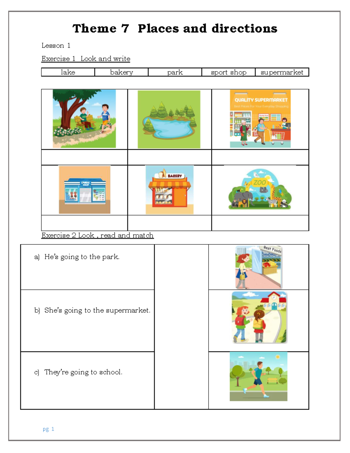Theme 7: Places and Directions - Lesson Exercises and Activities - Studocu