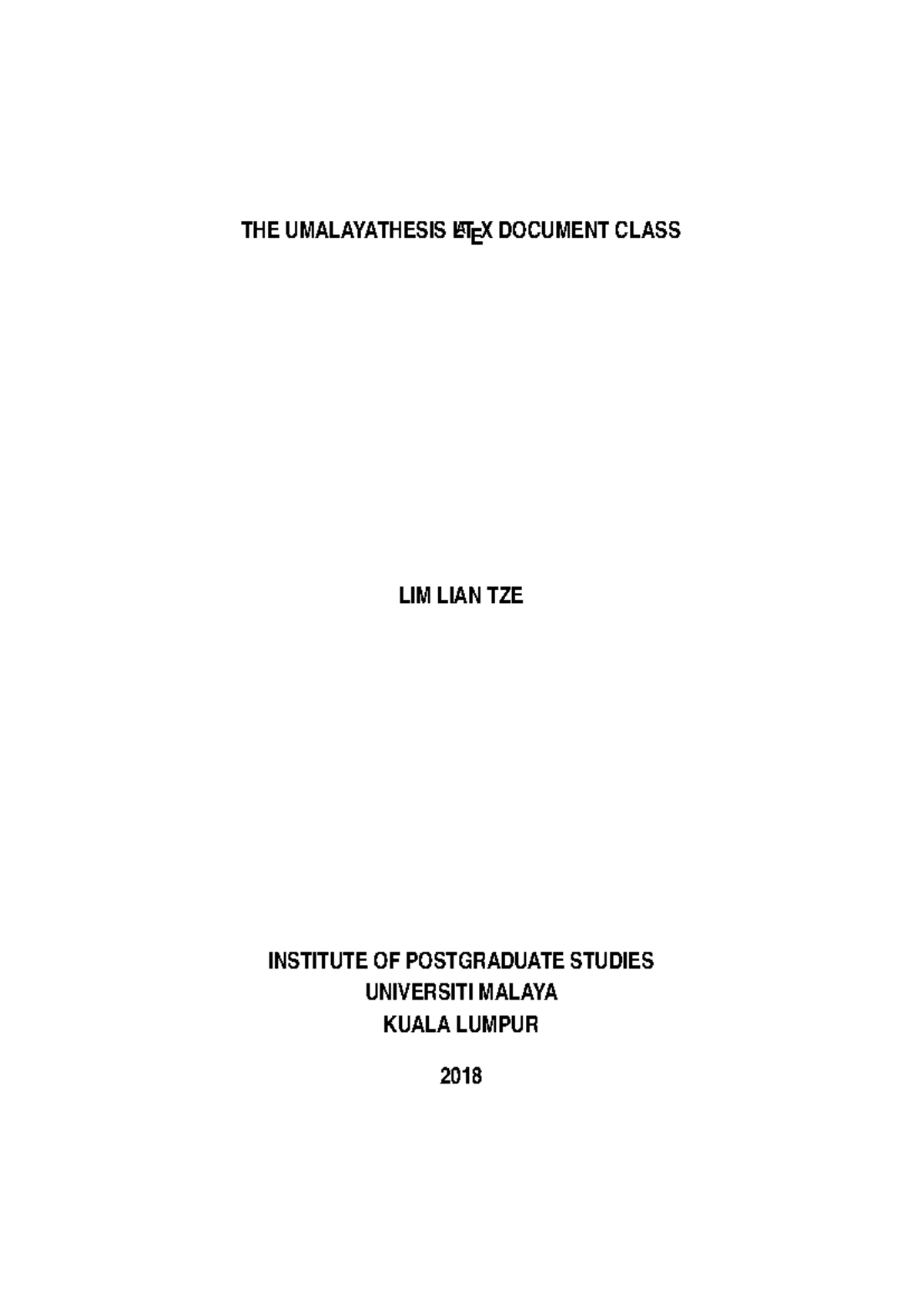Universiti Malaya PhD Thesis LaTeX Document Class Guide - Studocu
