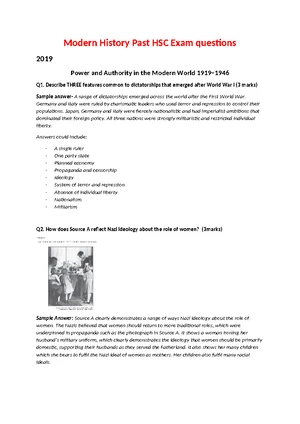 2024 HSC Modern History Trial Exam Instructions and Questions - Studocu