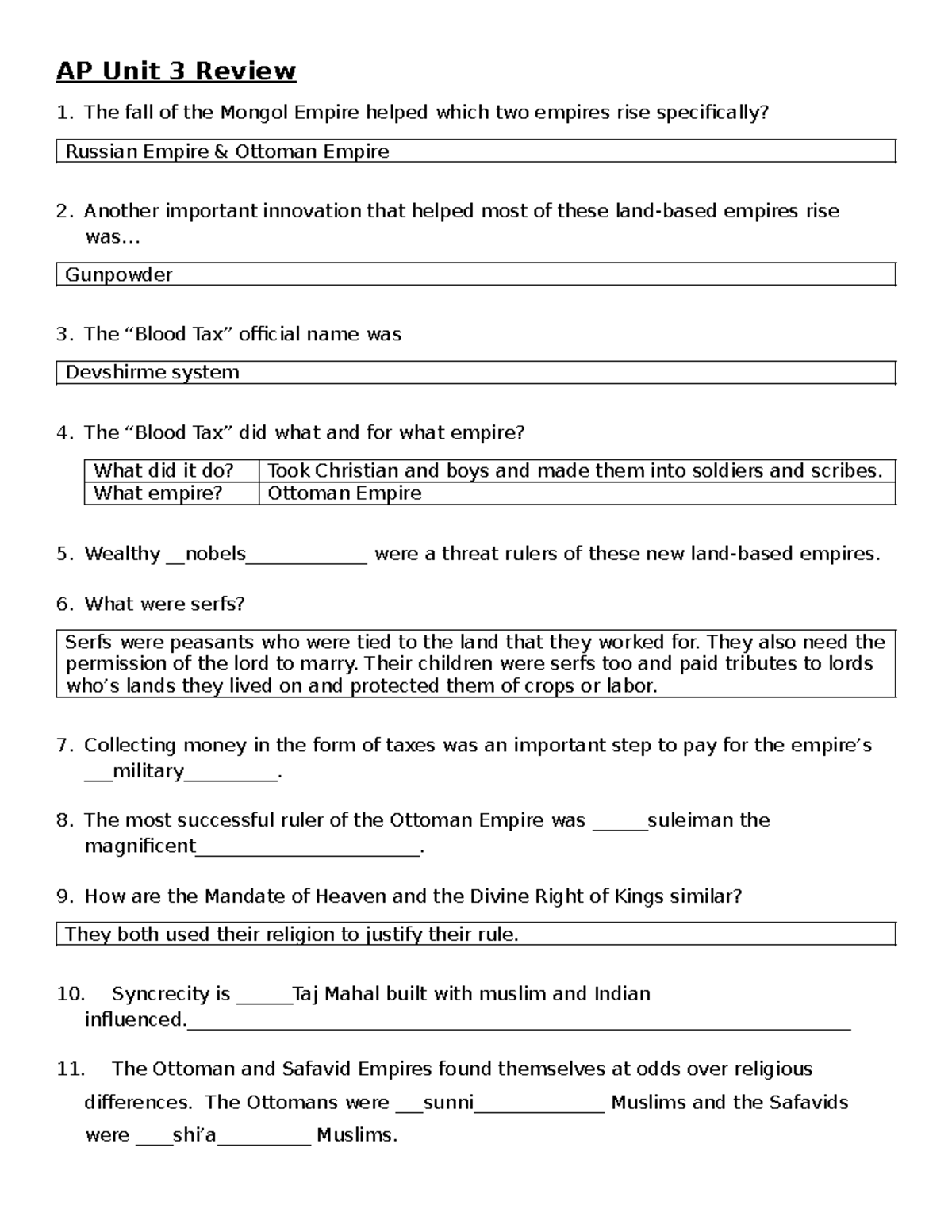 AP Unit 3 Review Packet: Rise of Empires & Key Concepts - Studocu