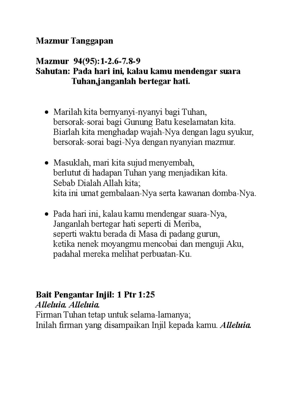 Mazmur Tanggapan HMB 27 Tahun C: Suara Tuhan dan Penyembahan - Studocu