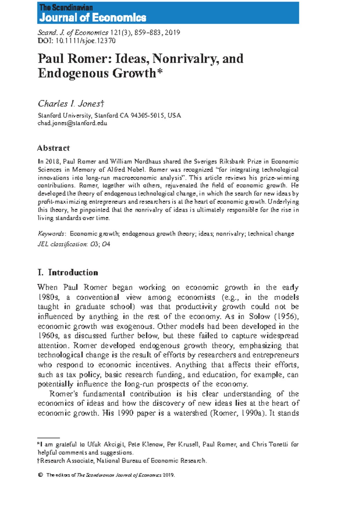 Romer's Endogenous Growth Model: Ideas and Nonrivalry Explained - Studocu