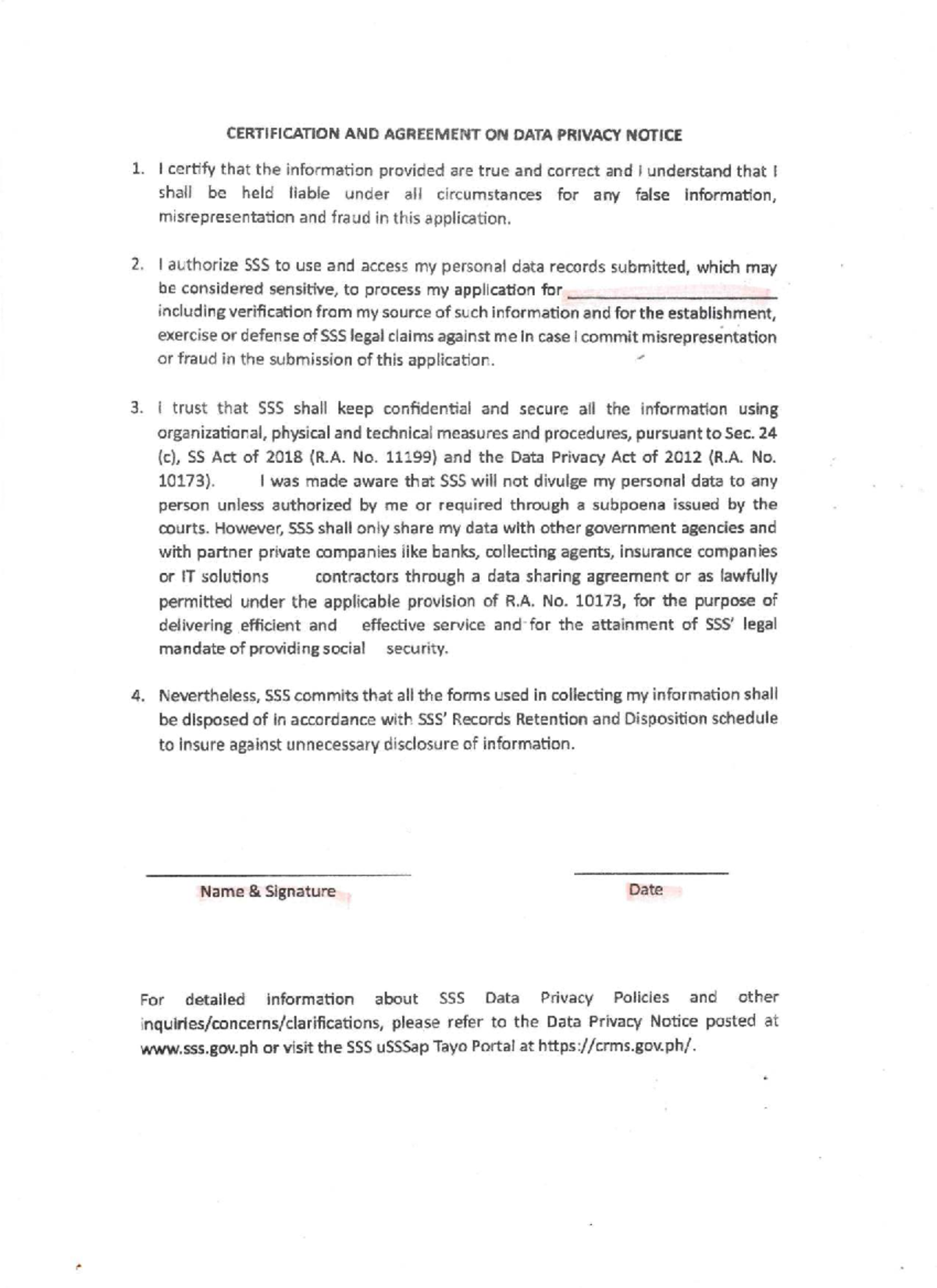 SSS E4 DPA - Certification & Agreement on Data Privacy Notice - Studocu