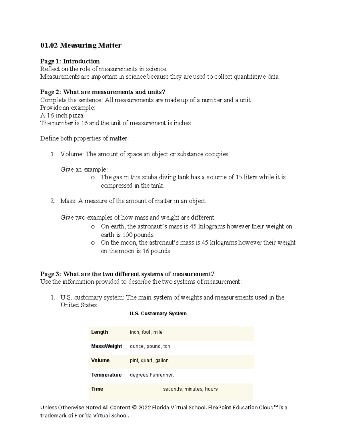 01.02 Measuring Matter Journal: Understanding Measurements & Units ...