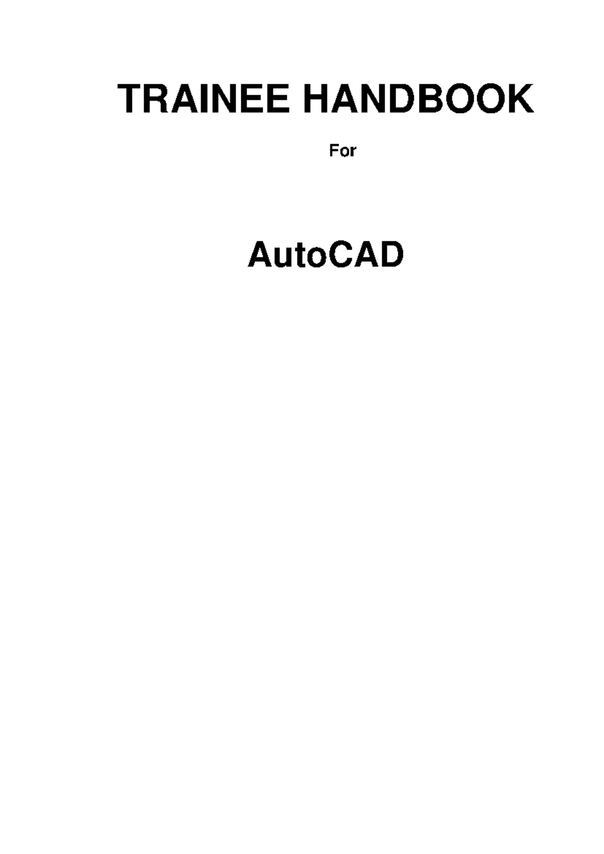 AutoCAD 1 - Comprehensive Trainee Handbook and Notes - Studocu