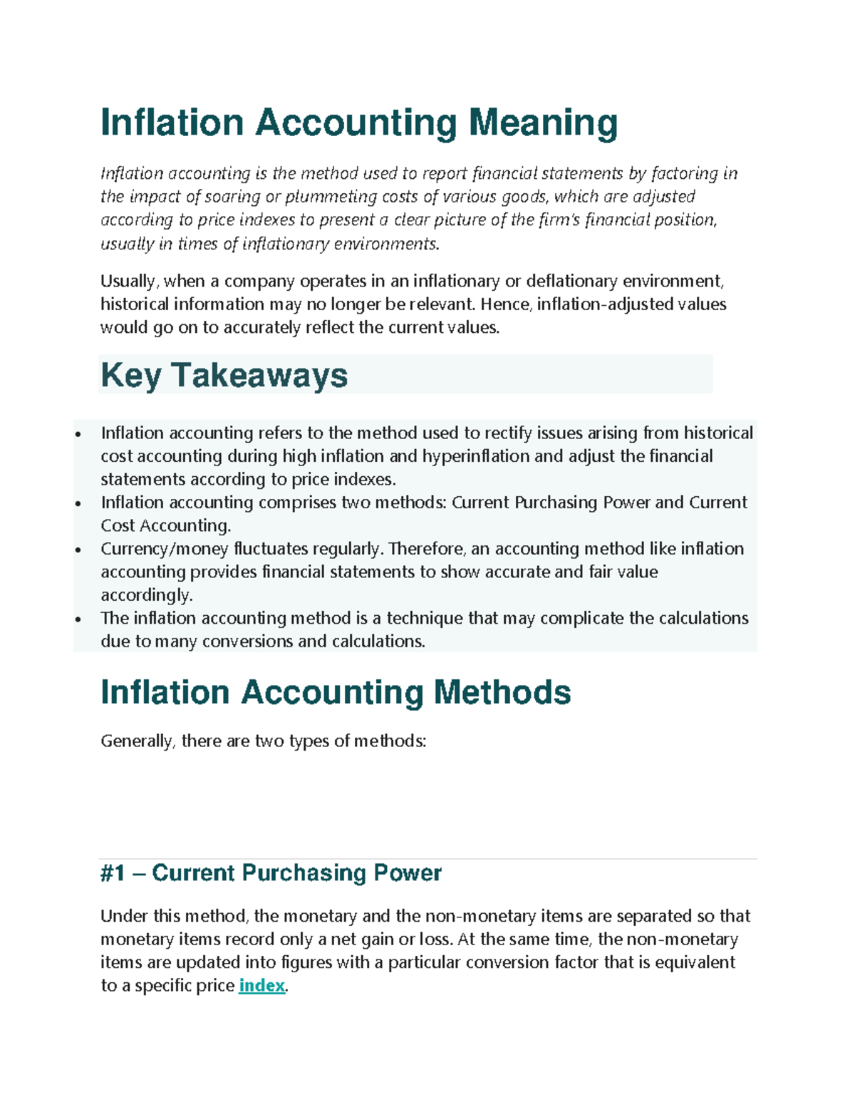 Understanding Inflation Accounting: Key Concepts & Methods - Studocu