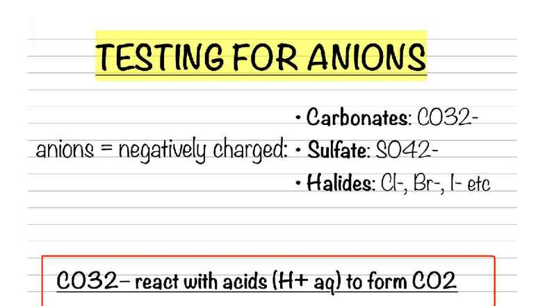 Qualitative Analysis of Anions: Carbonates, Sulfates, and Halides - OCR ...