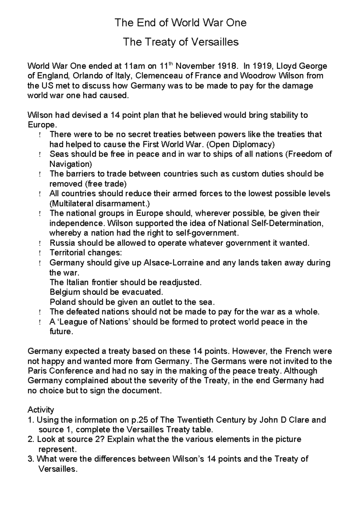 HIST 201: Treaty of Versailles - Key Points and Analysis Notes ...