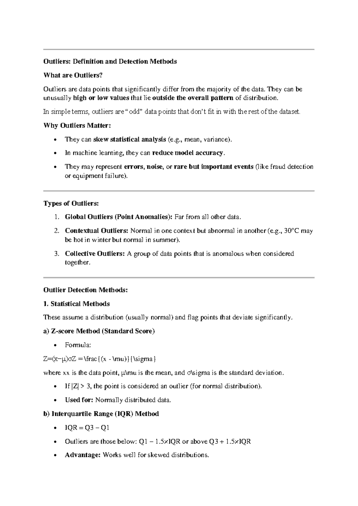 Outliers: Definition, Types, and Detection Methods in Data Analysis - Studocu
