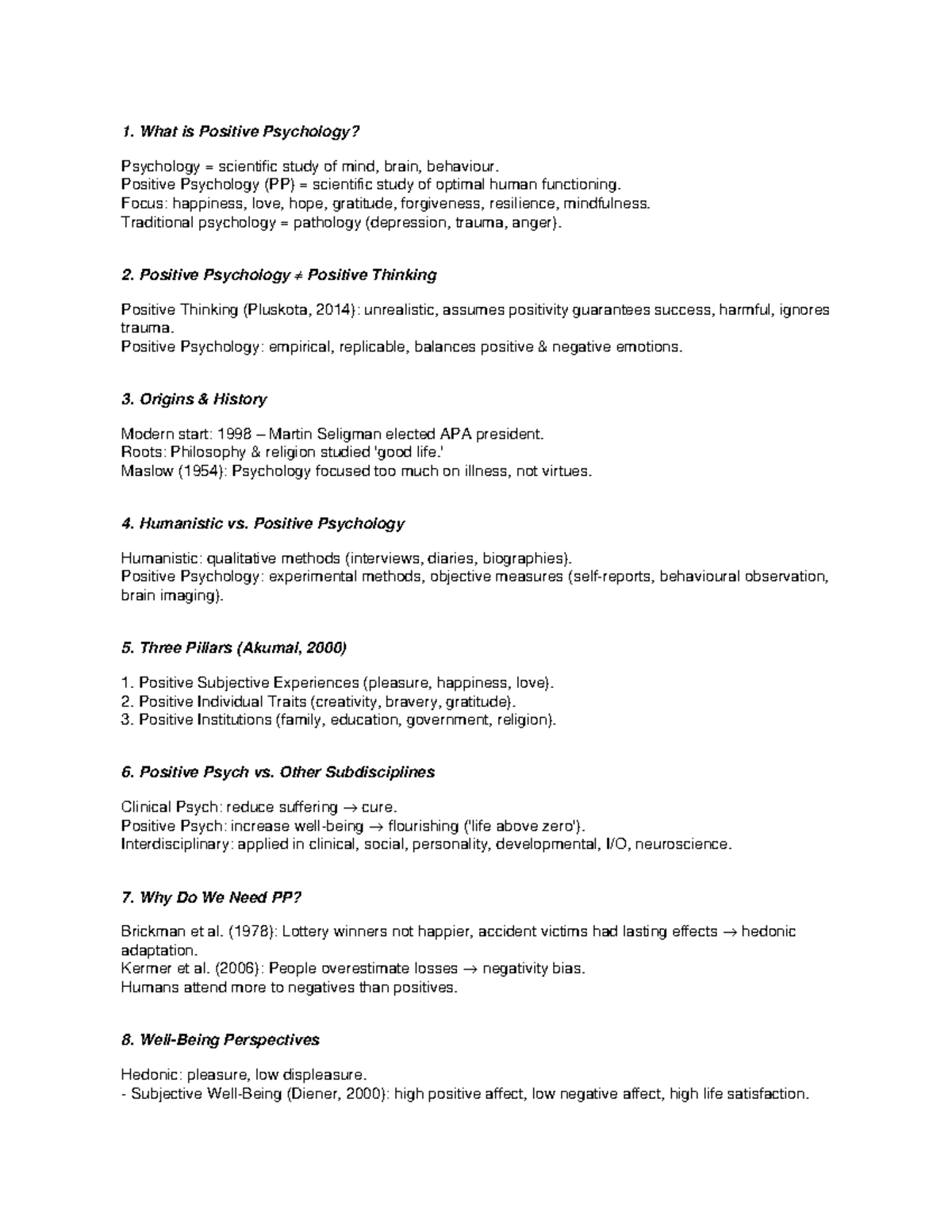 PSY706 Lecture 1: Introduction to Positive Psychology Concepts - Studocu