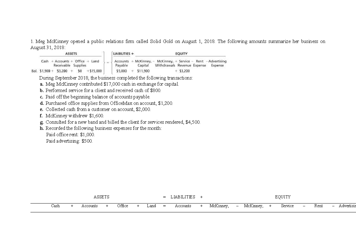 Group work FA 1 - Practise - 1. Meg McKinney opened a public relations ...