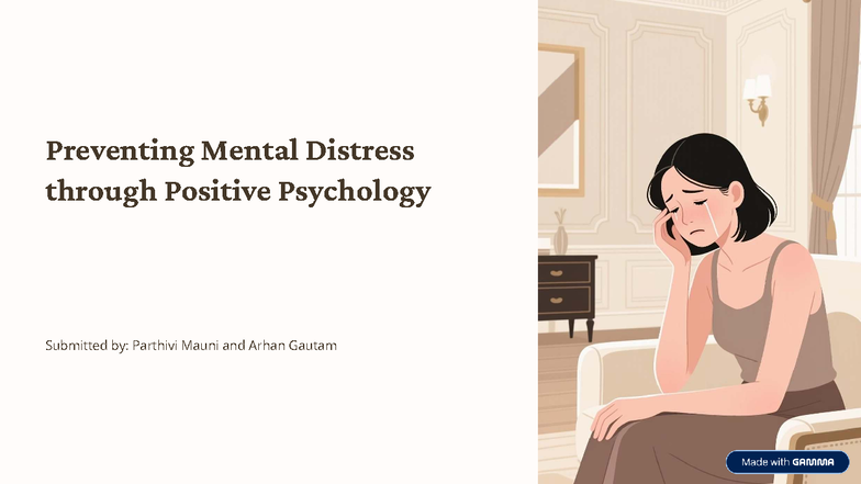 Positive Psychology Strategies for Preventing Mental Distress - Studocu