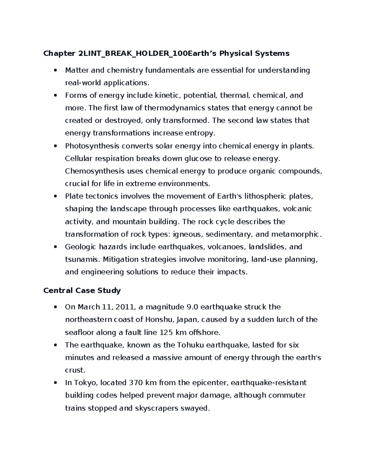Earth's Systems: Plate Tectonics, the Rock Cycle, and Natural Hazards ...