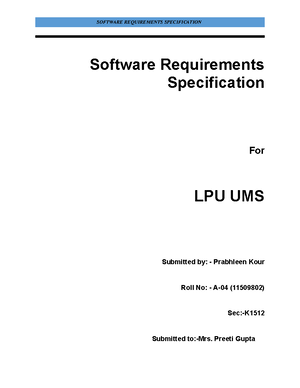 Software Engineering - CSE 320 - LPU - Studocu