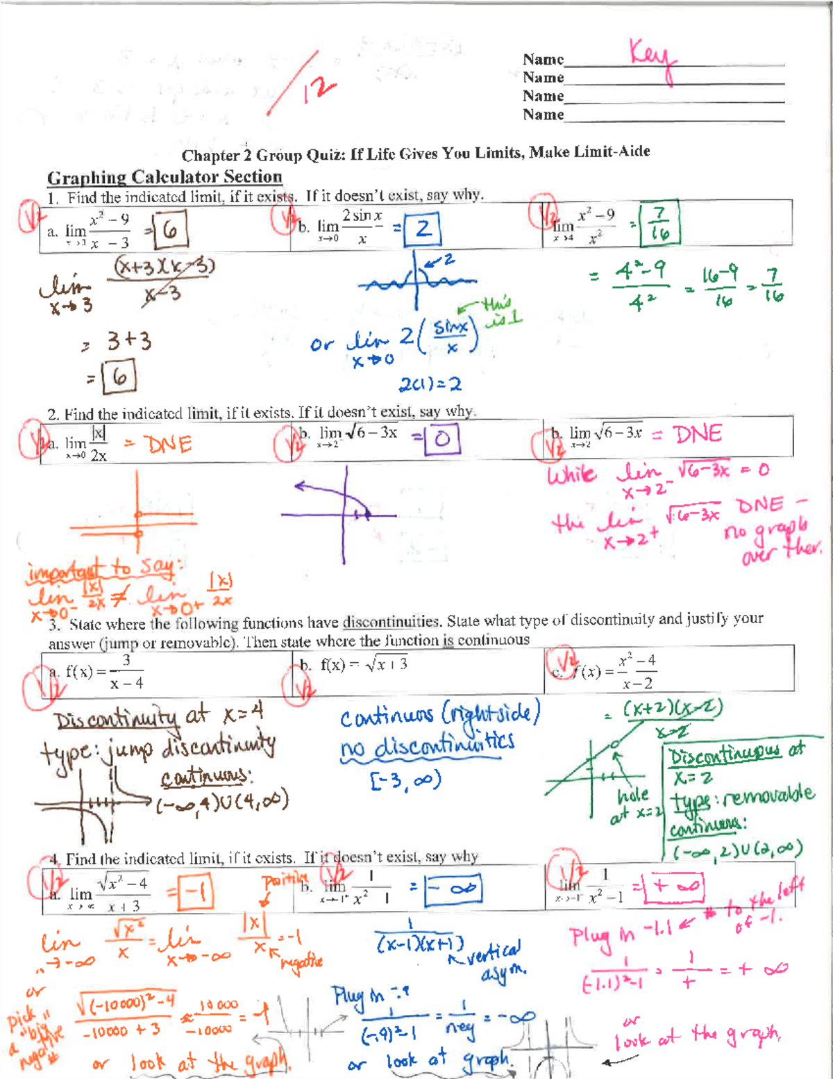 Final Exam Study Guide for Course XYZ: Chapter 2 Group Quiz on Limits - Studocu