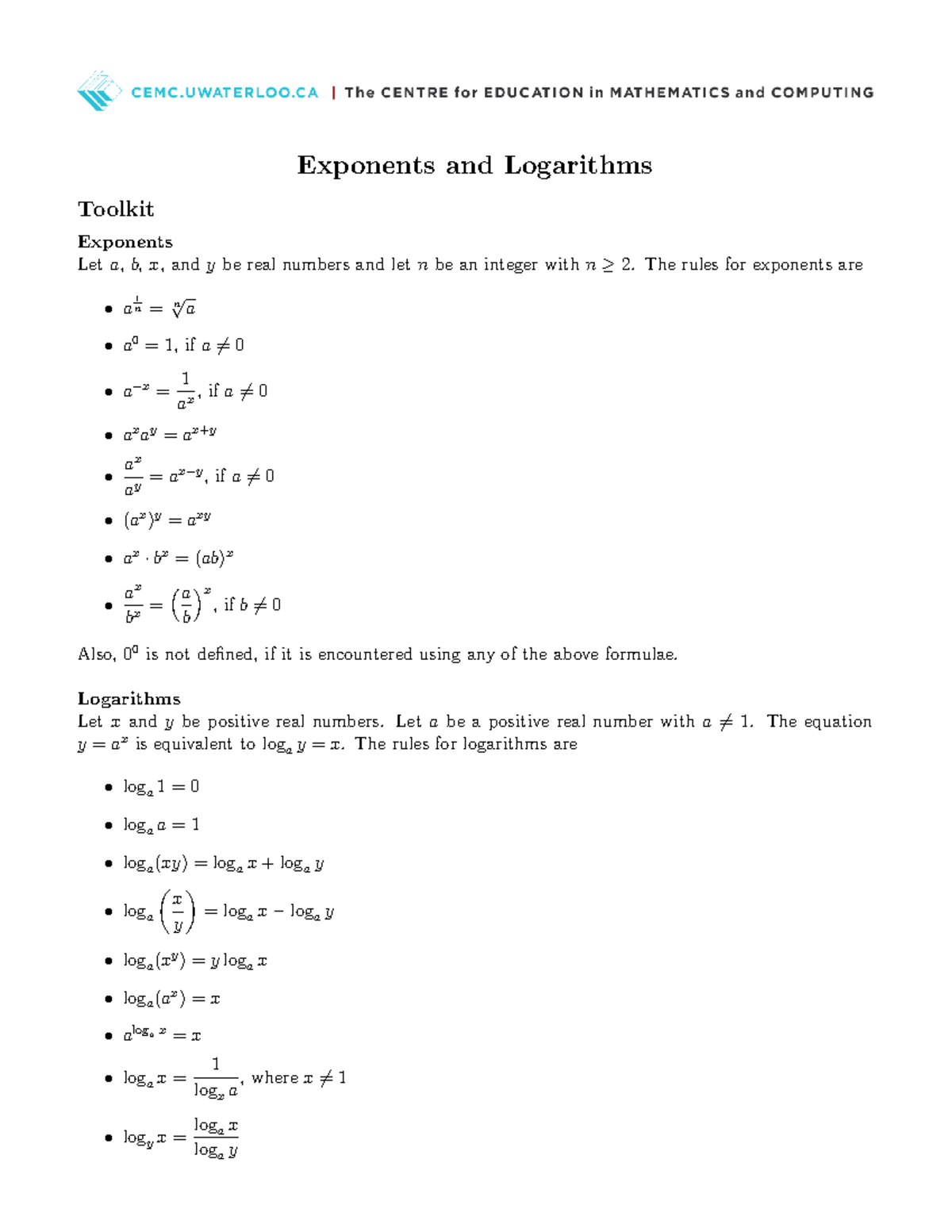对数与指数运算练习 - Logarithmic & Exponential Function Exercises - Studocu