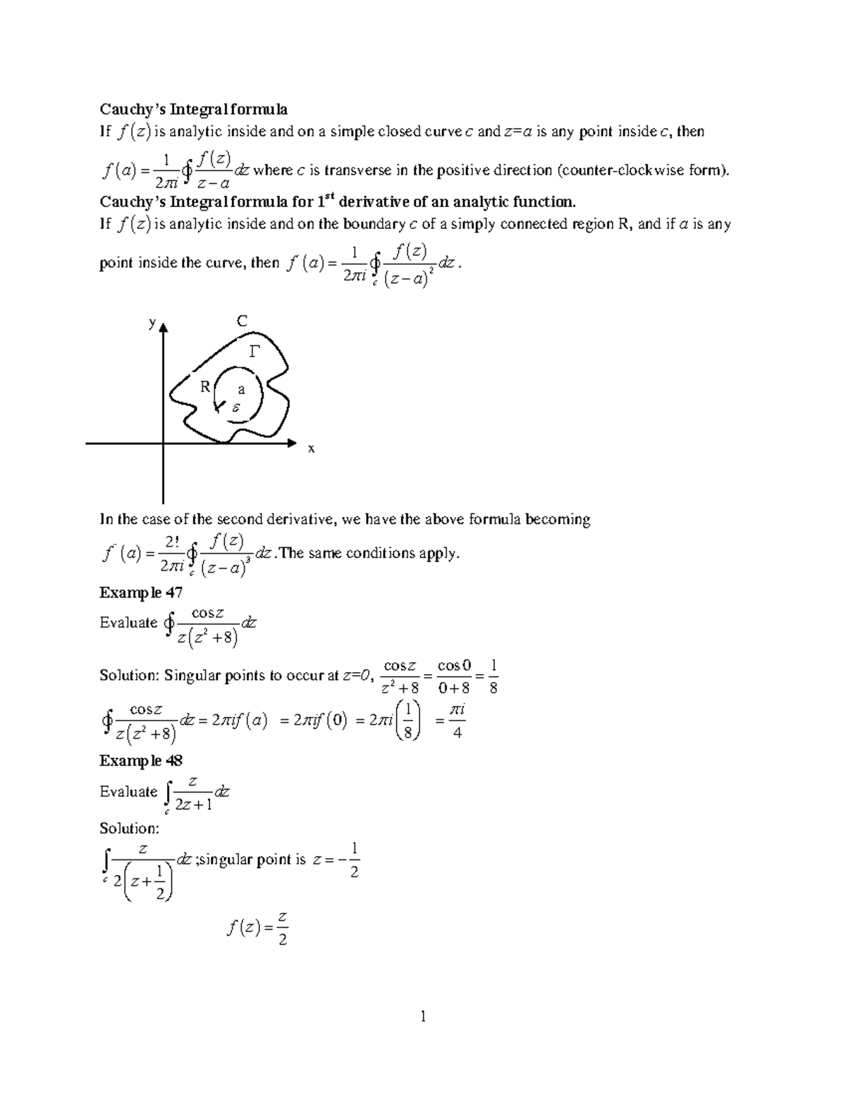 Cauchy's Integral Formula & Singular Points in Complex Analysis (MATH ...
