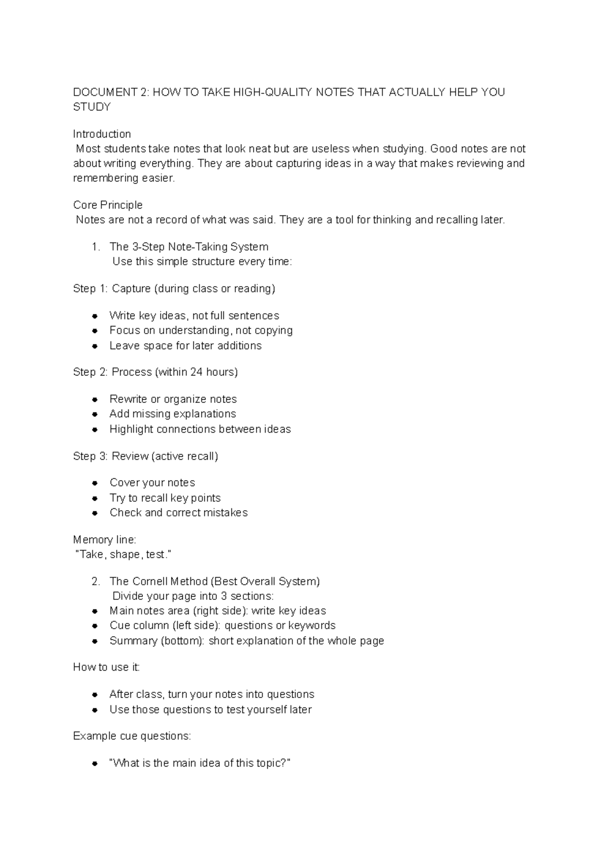 Effective Note-Taking Strategies for Studying Success - Studocu