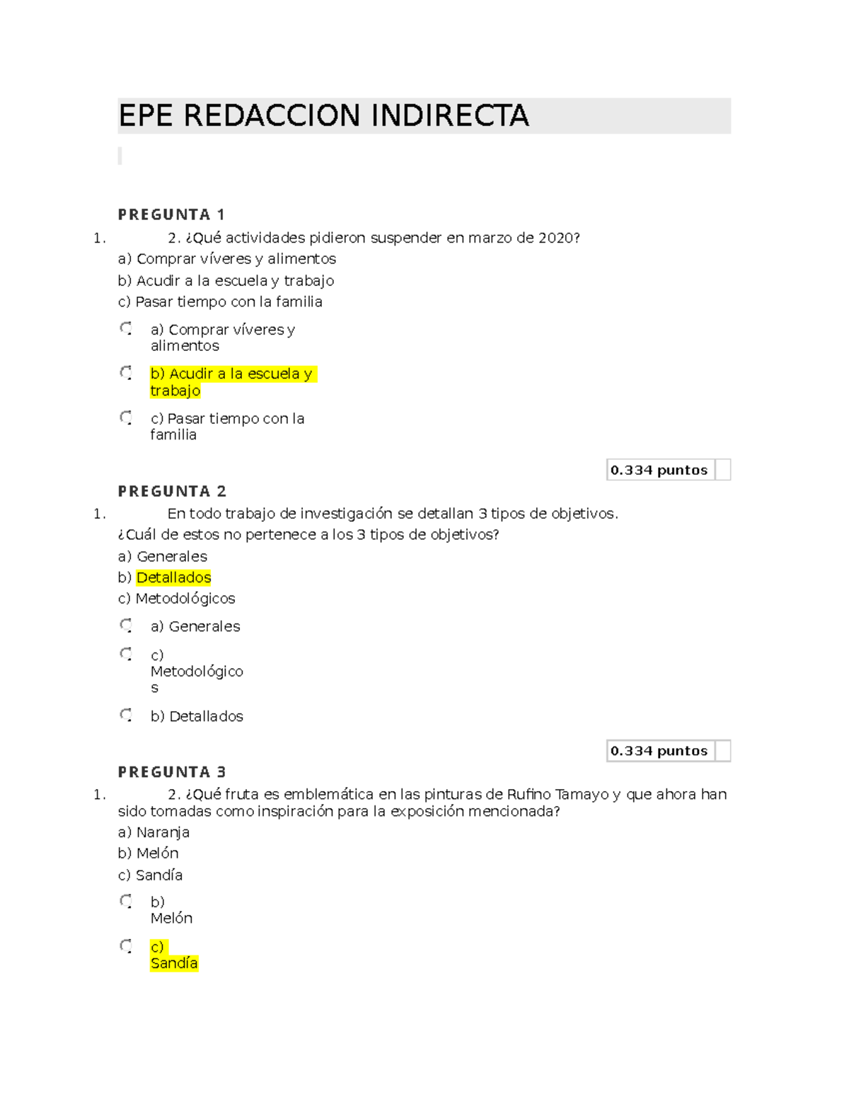 EPE 2023: Notas de Redacción Indirecta y Ejercicios de Evaluación - Studocu