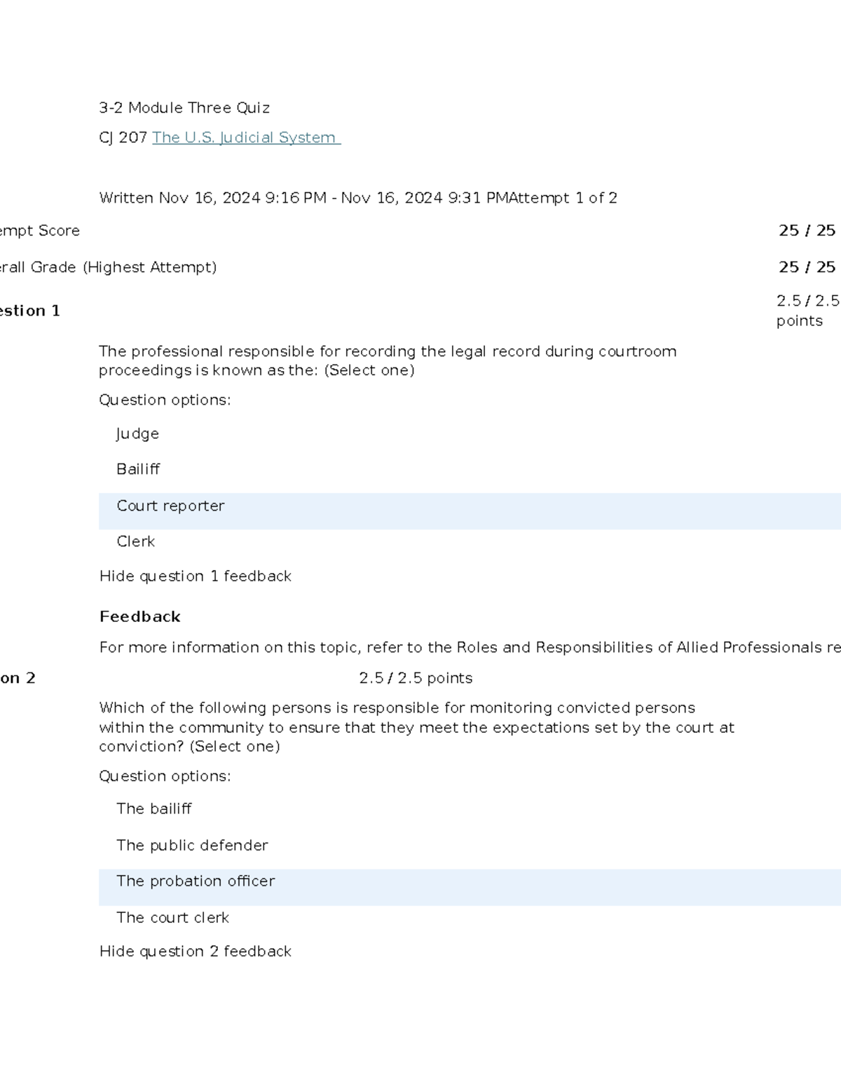 CJ 207 U.S. Judicial System Quiz 3-2: Complete Guide to Key Concepts ...