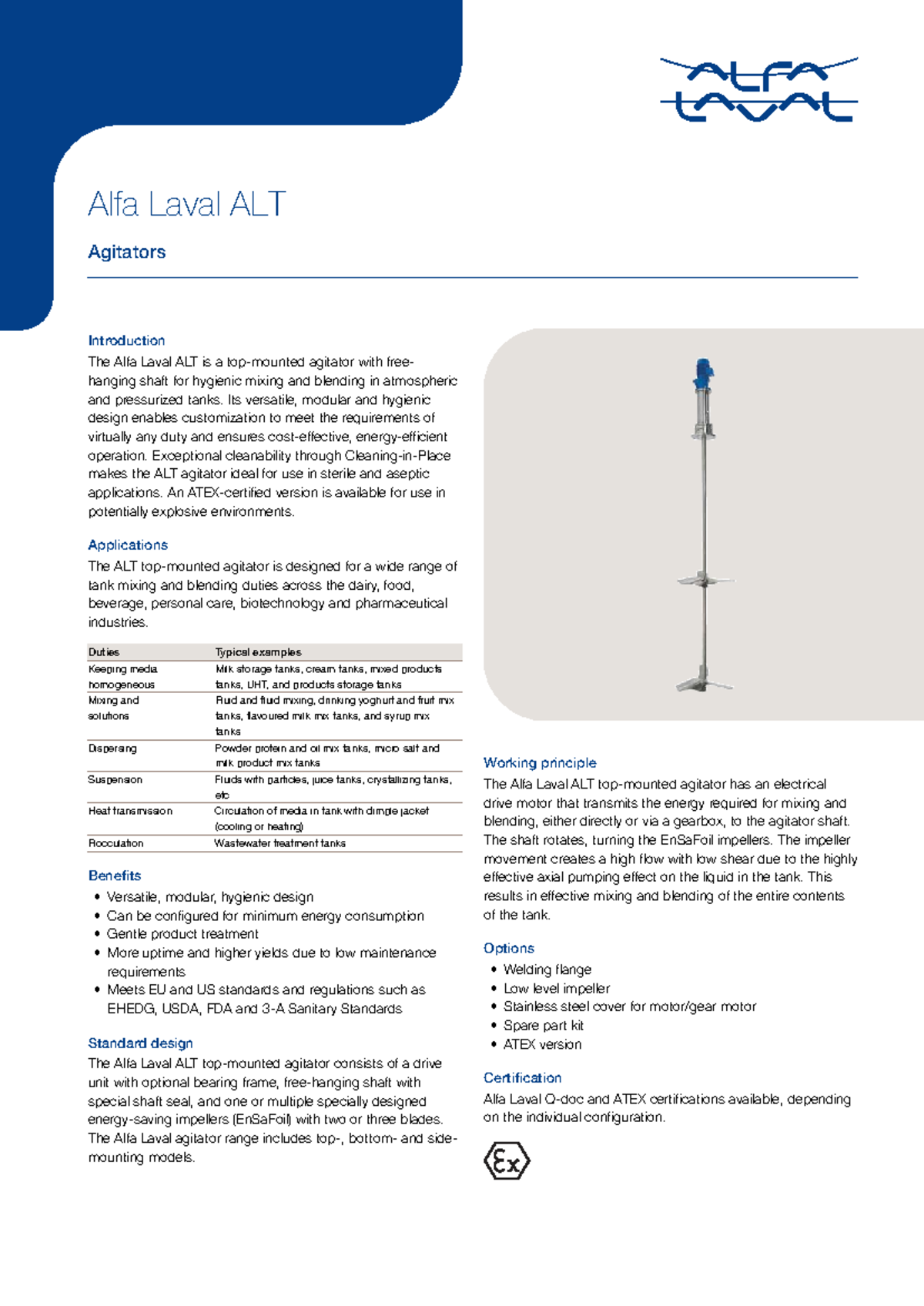 Alfa Laval ALT Agitators Product Leaflet Overview - Studocu