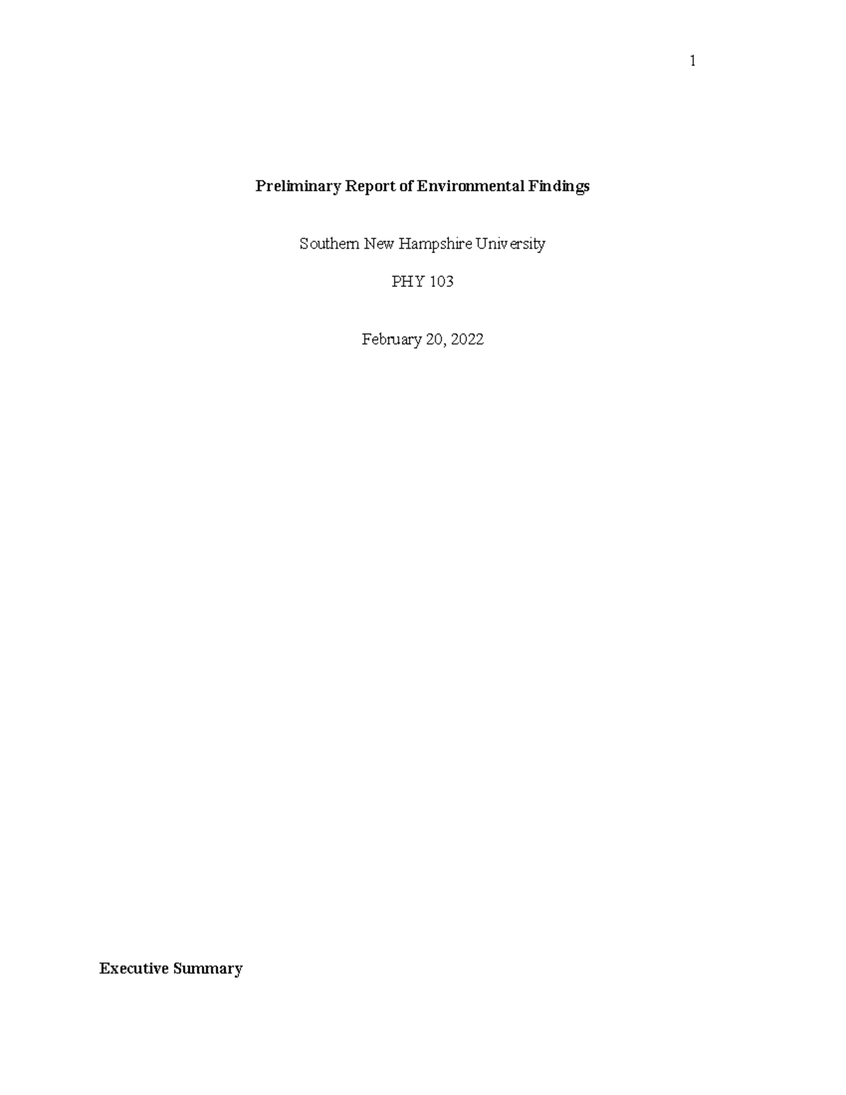 Preliminary Findings of Environmental Survey for PHY 103 Project - Studocu