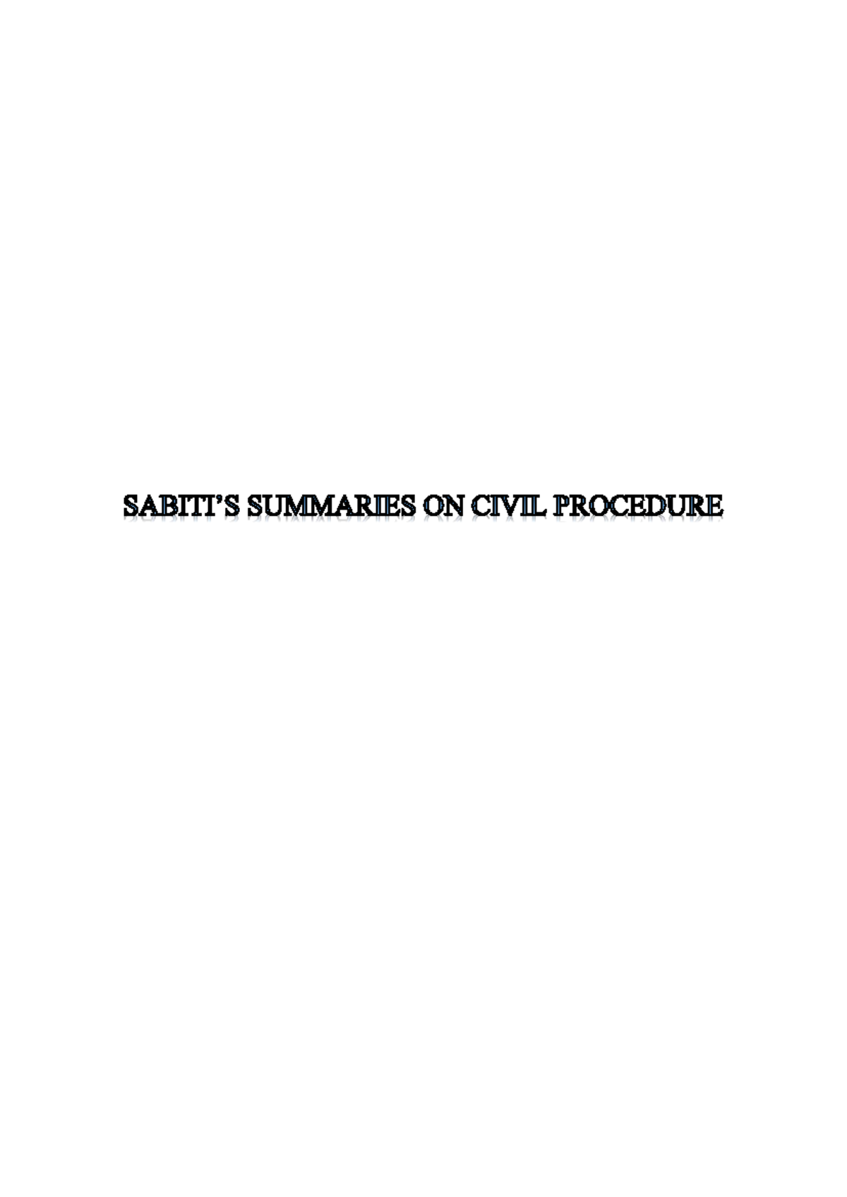 Civil Procedure Overview: Key Topics and Concepts (LAW 101) - Studocu