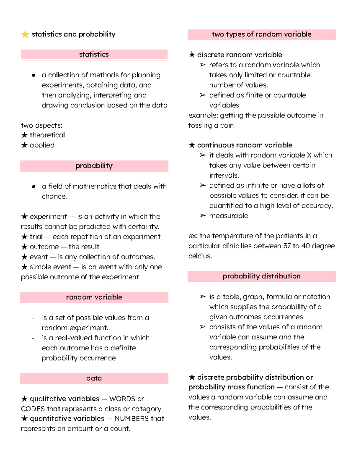 Stats prob updated reviewer - ⭐ statistics and probability statistics a ...