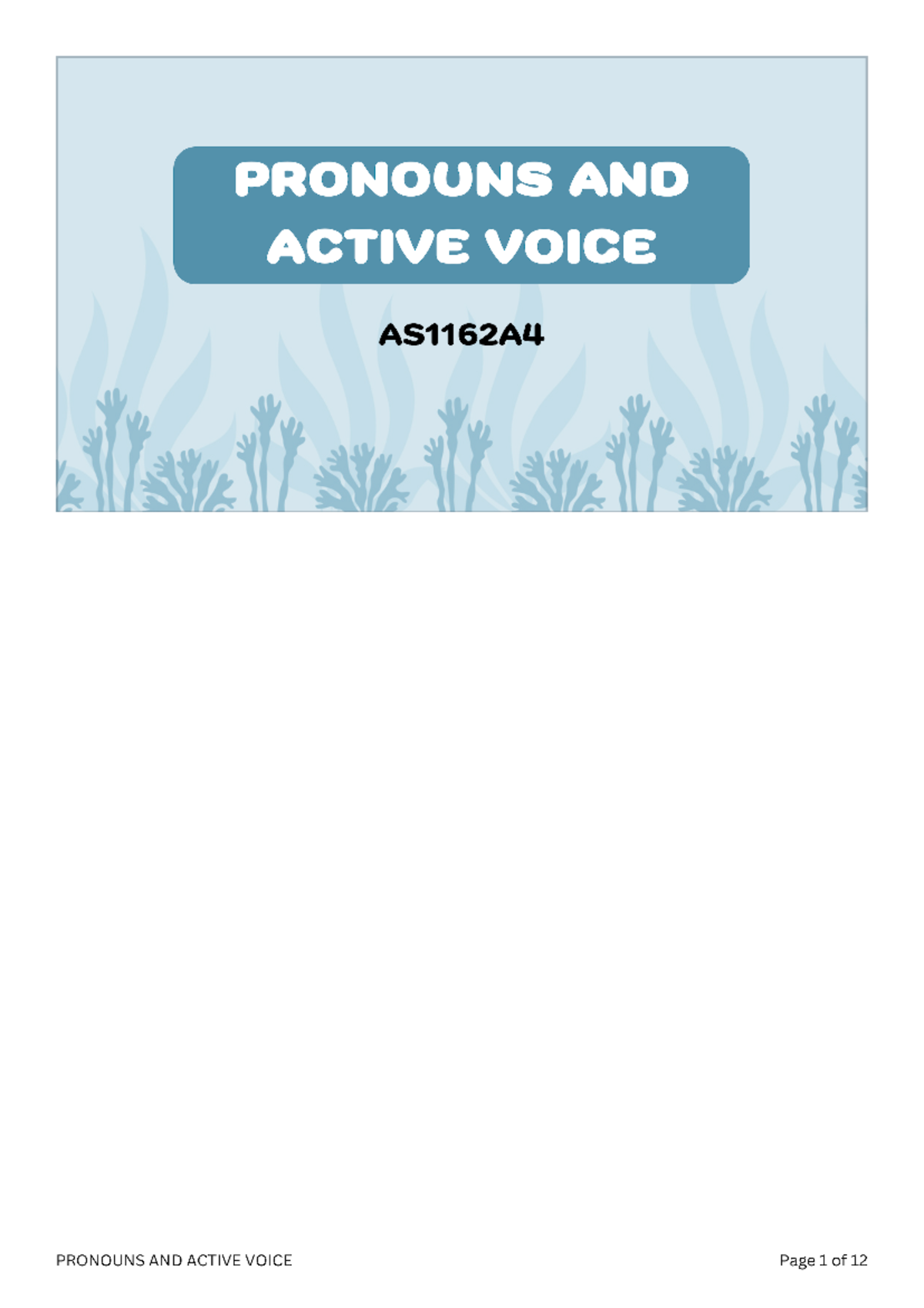 AS1162A4 Pronouns and Active Voice Overview & Key Concepts - Studocu