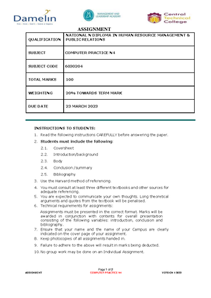 Management Communication N4 Assignment - Page 1 of 5 QUALIFICATION ...