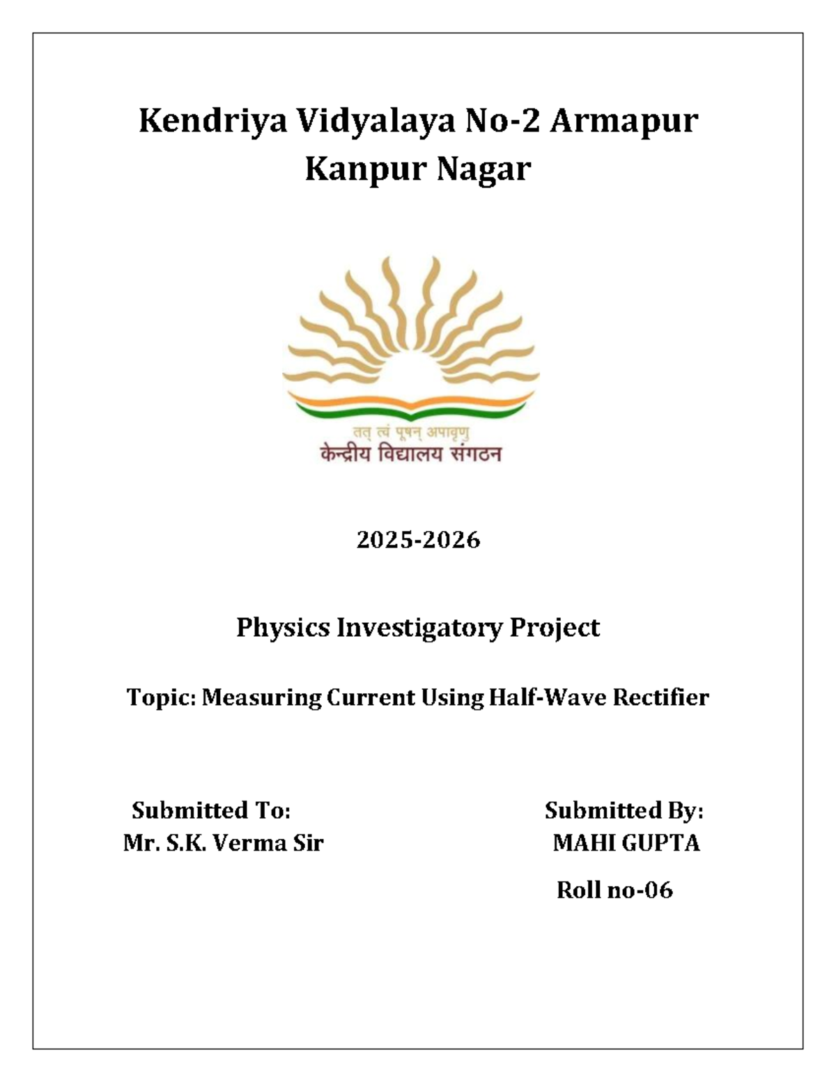 Expanded Half Wave Rectifier Project (PHYS-12) - Studocu