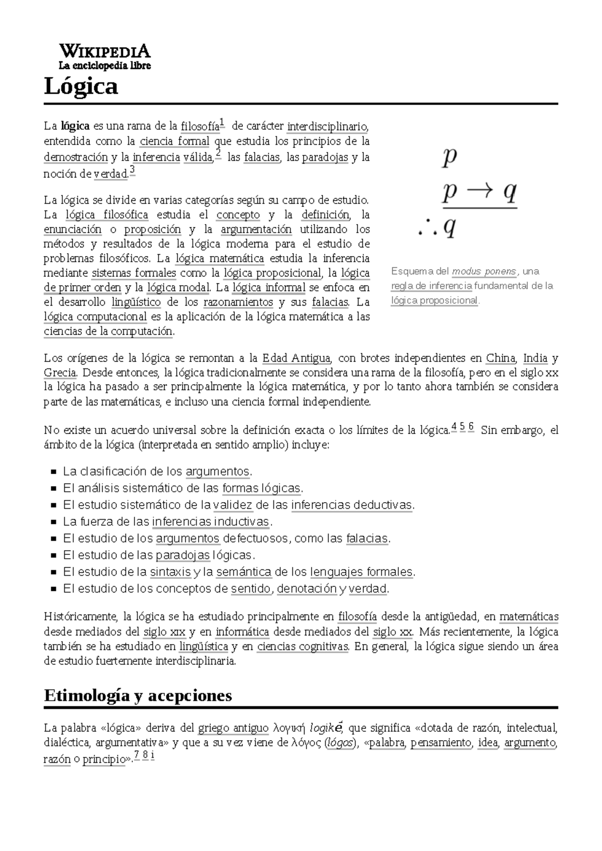 Lógica - Esquema del modus ponens, una regla de inferencia fundamental ...