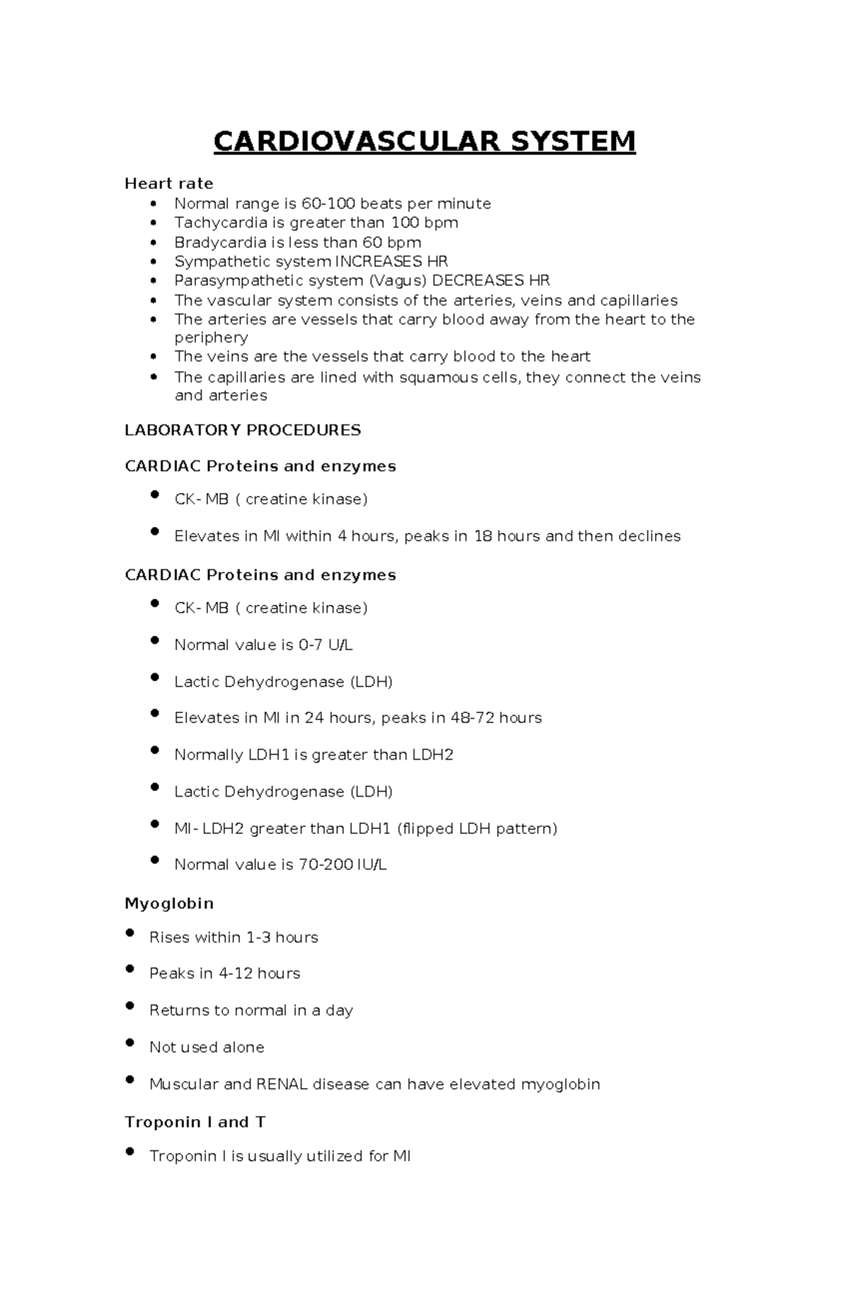CARDIOVASCULAR SYSTEM: Comprehensive Study Notes for Nursing (NUR 101 ...