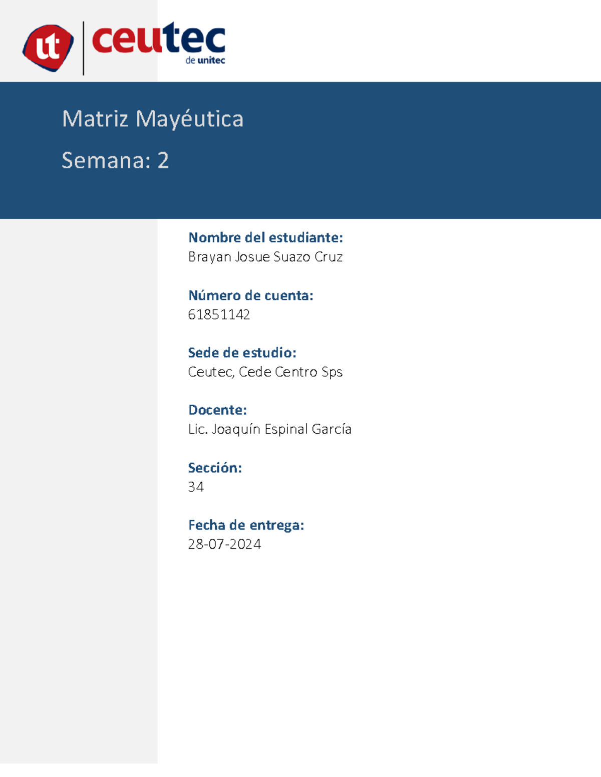 Matriz Mayéutica - Nombre del estudiante: Brayan Josue Suazo Cruz ...
