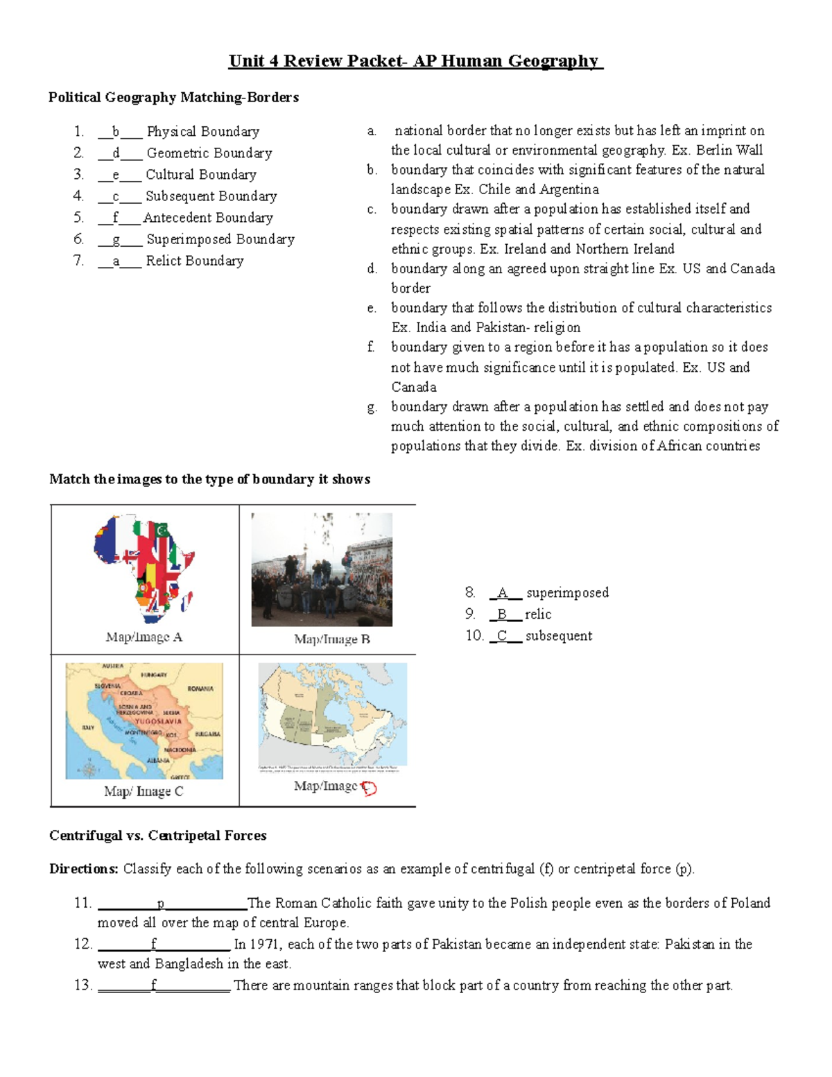 Aphuge Unit 4 Review Packet Assignment - Unit 4 Review Packet- AP Human ...