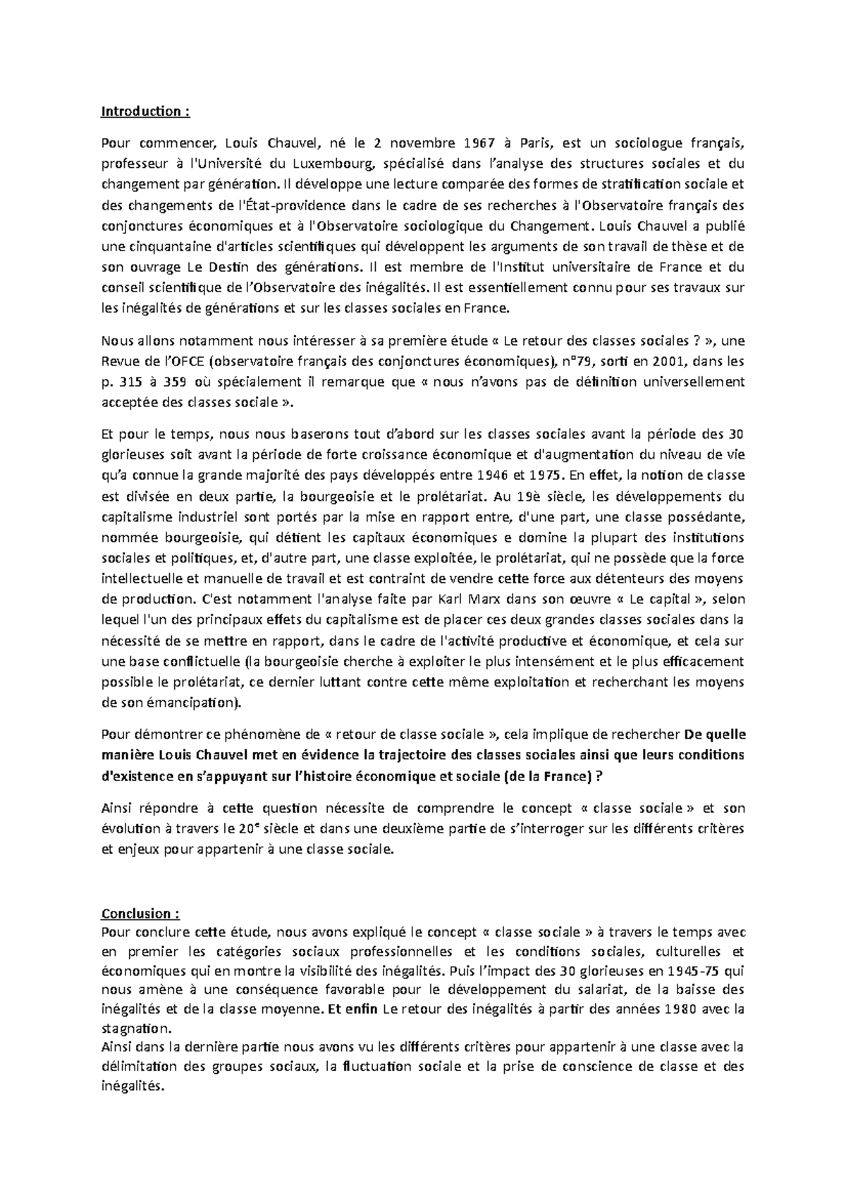 Analyse des classes sociales : Étude de Louis Chauvel et ses enjeux ...