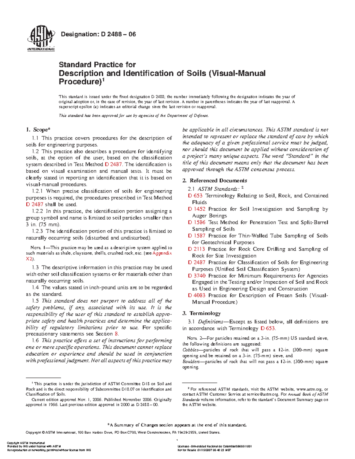 ASTM D2488-06 - Visual-Manual Soil Description and Identification ...