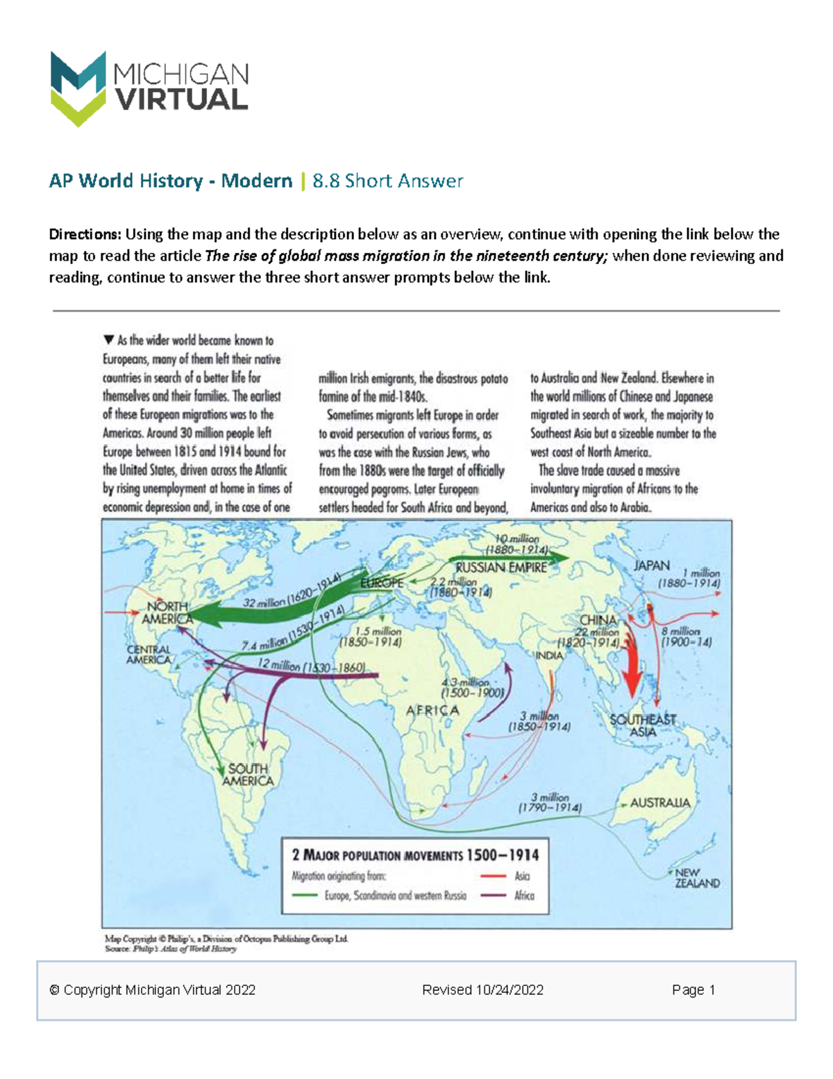 AP World History Modern 8.8 Short Answer: Migration & Urbanization ...