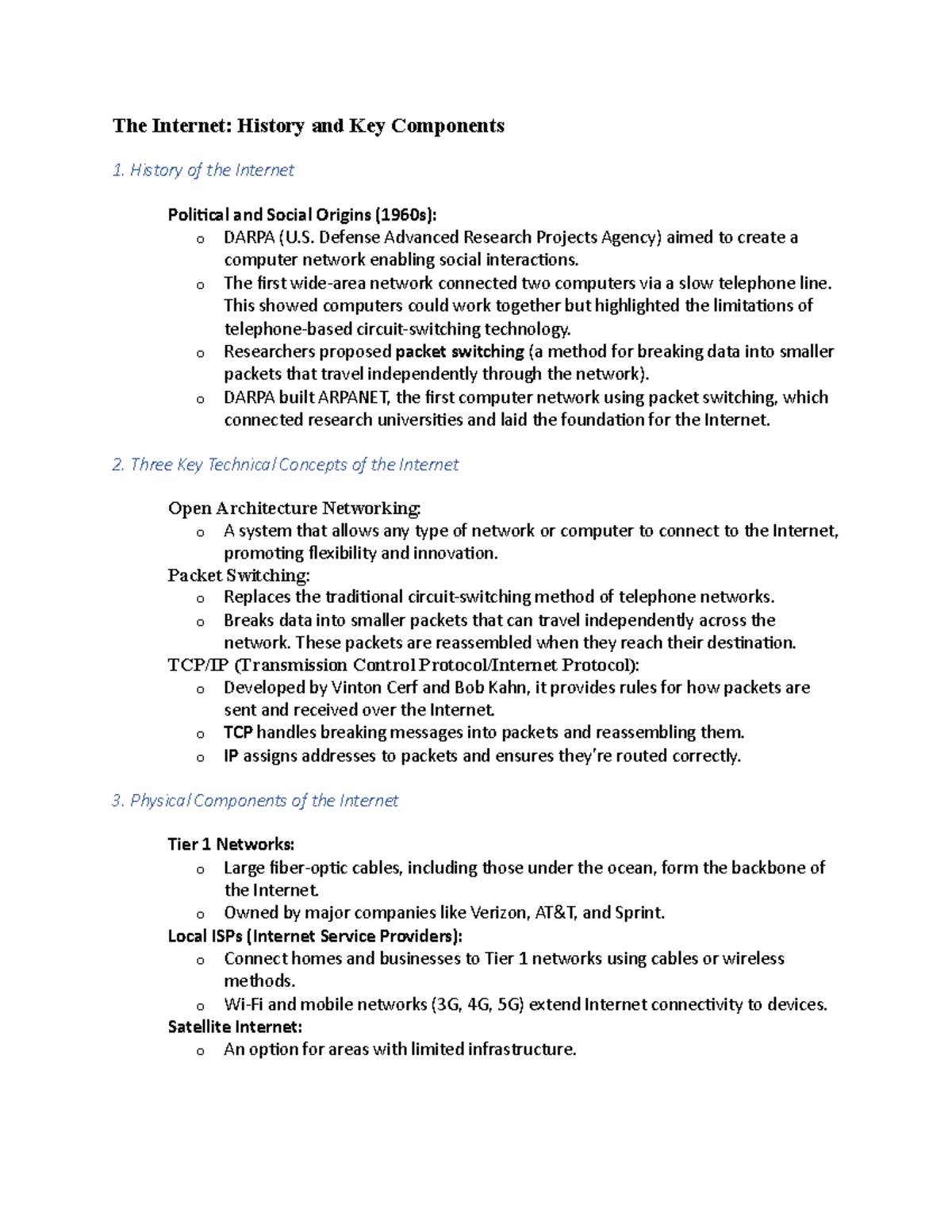 Cheat sheet - The Internet: History and Key Components 1. History of ...