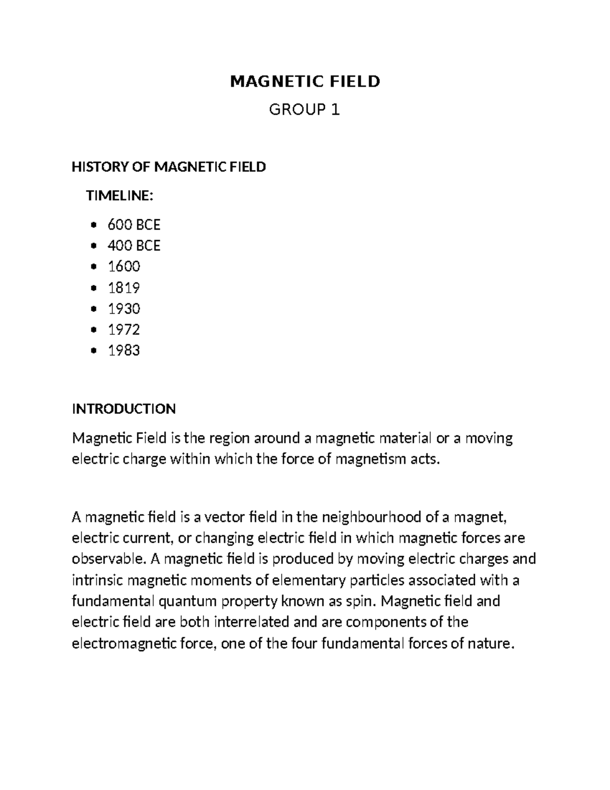 History and Principles of Magnetism - Group 1 (PHYS 101) - Studocu