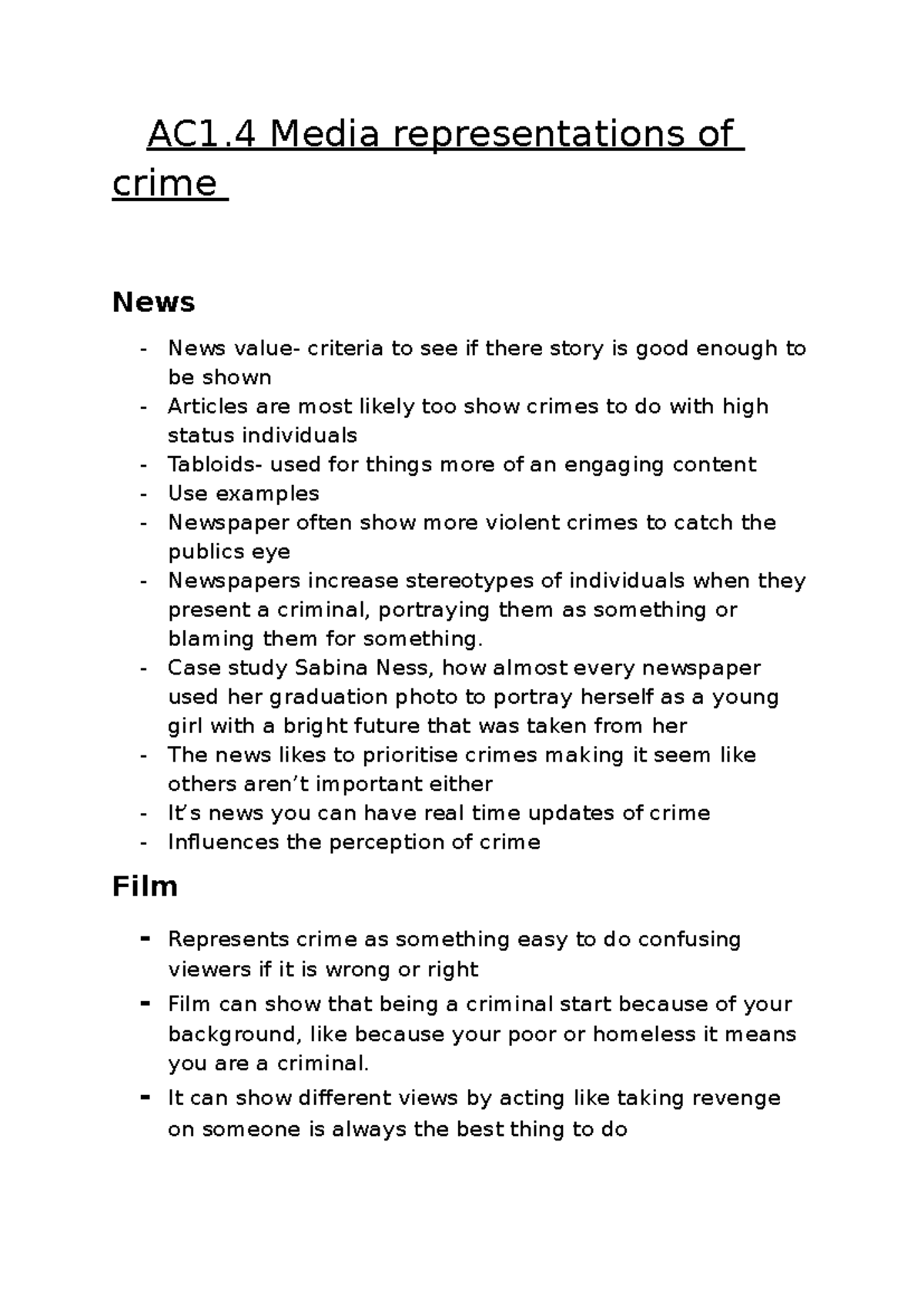 AC1.4 Media Representations of Crime: Case Studies & Influences - Studocu