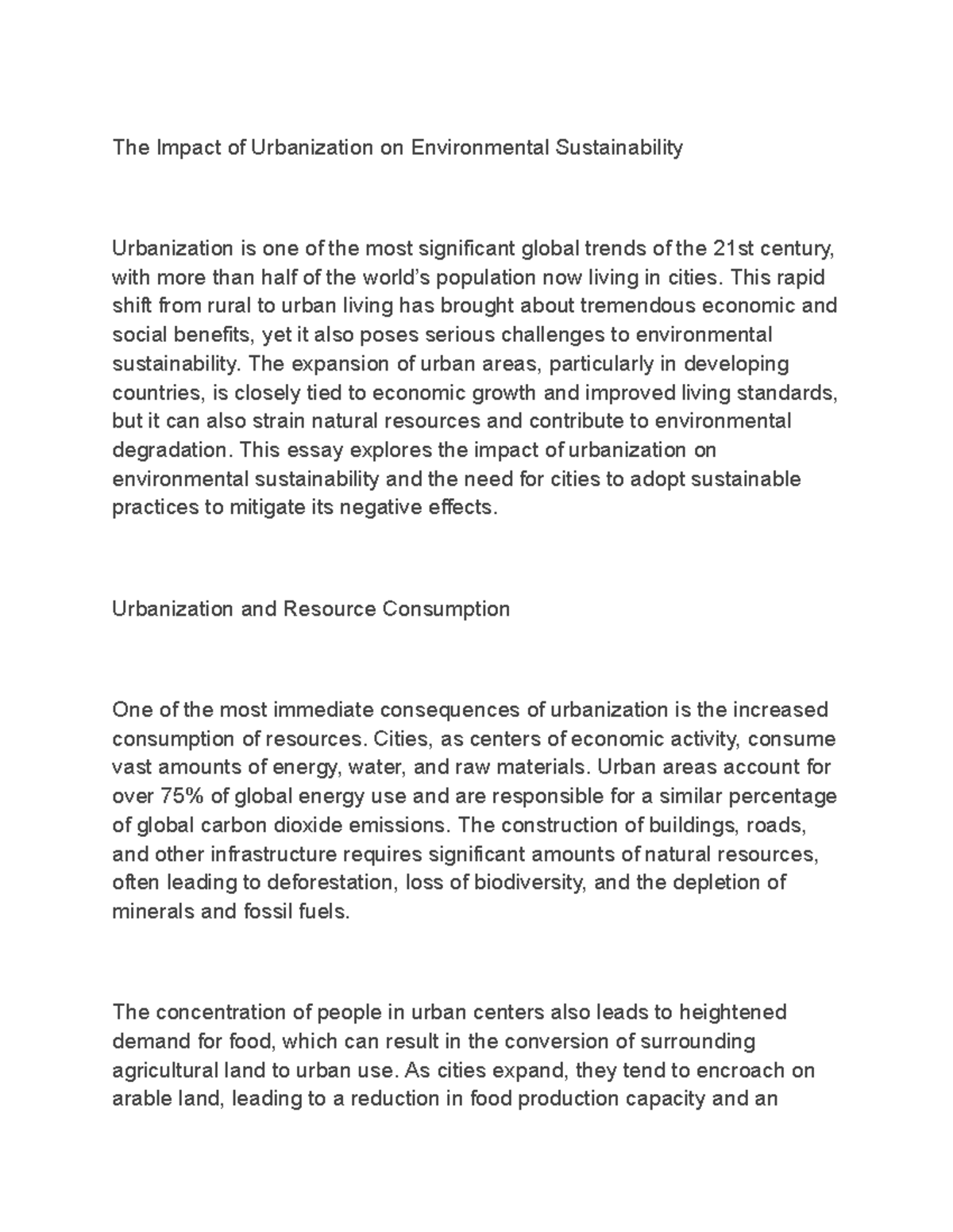Urbanization and Environmental Sustainability: Challenges & Solutions ...