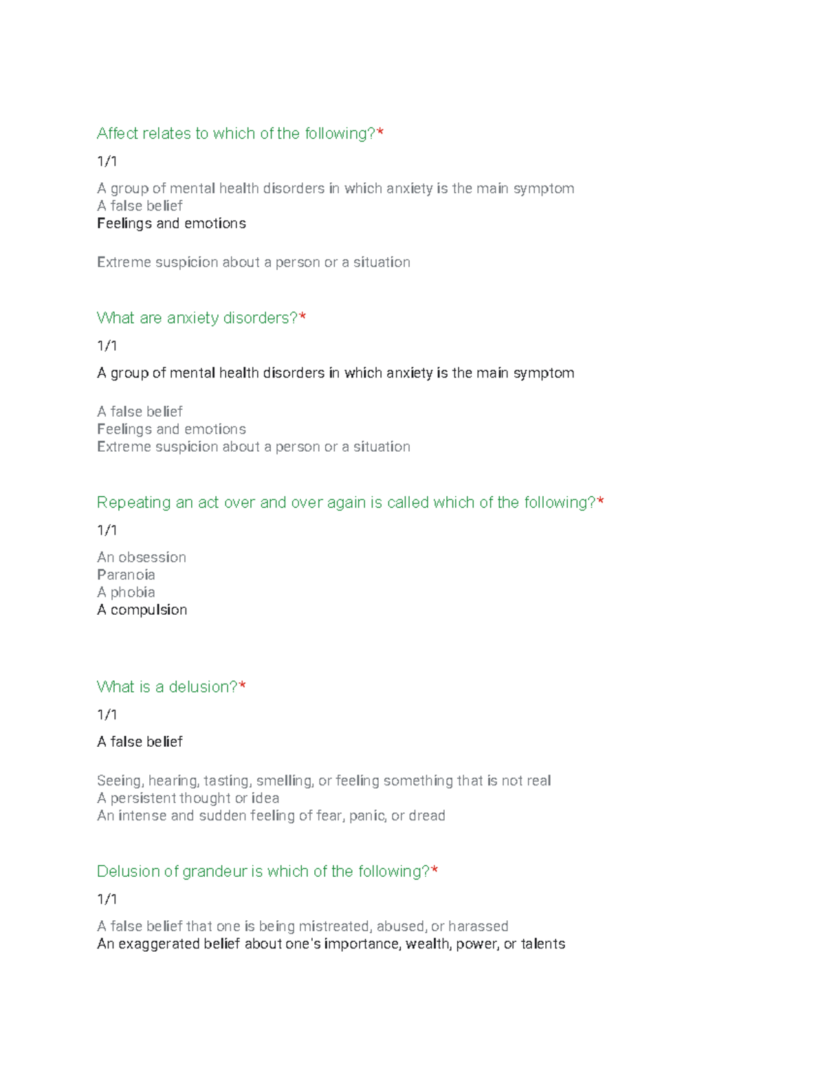 PSYC 202: Module 11 - Mental Health Disorders & Key Definitions Quiz ...