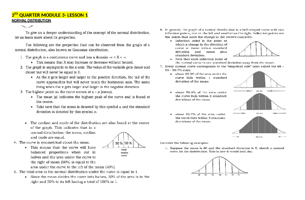 Module 3 PART 1 Normal Distribution - Secondary Education - 3 RD ...