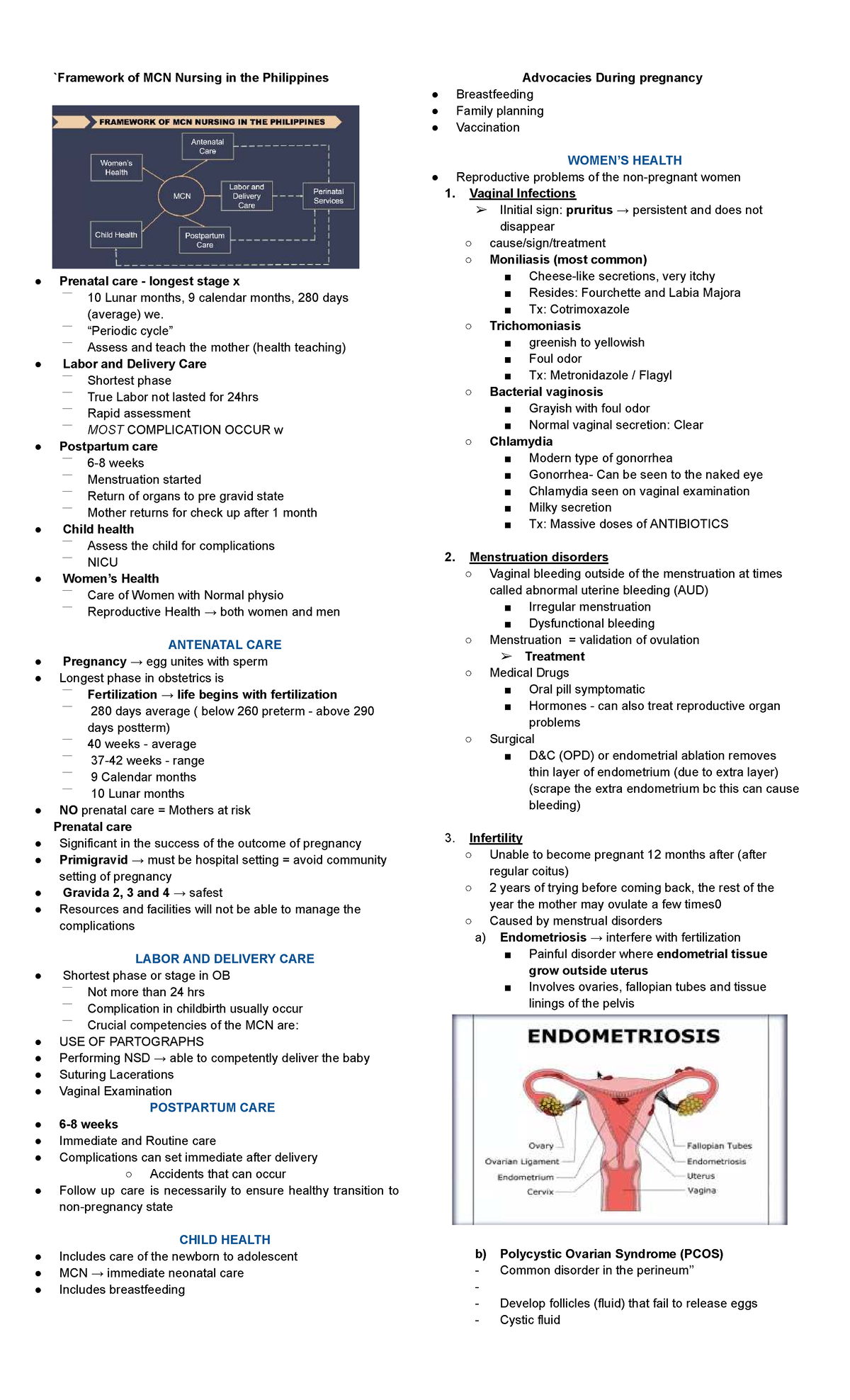 MCN 2023: Comprehensive Guide to Maternal and Child Health Care - Studocu