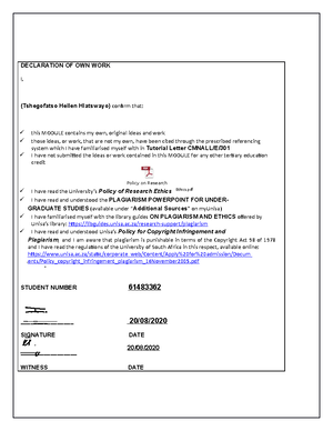 DPR2605 - assignment 1 - Name: Nontokozo Surname: Mdluli Student Number: 10622012 Module:DPR ...