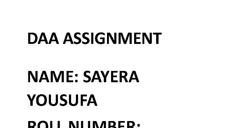 DAA Assignment: Dynamic Programming & Greedy Algorithms Overview - Studocu