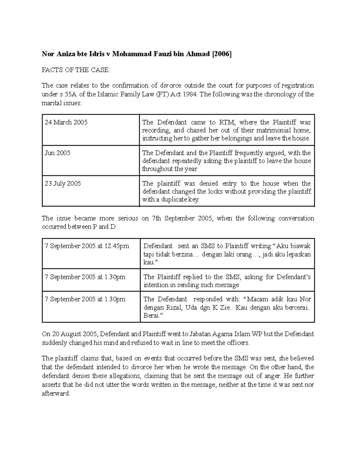 Case review shariah evidence - Nor Aniza bte Idris v Mohammad Fauzi bin ...