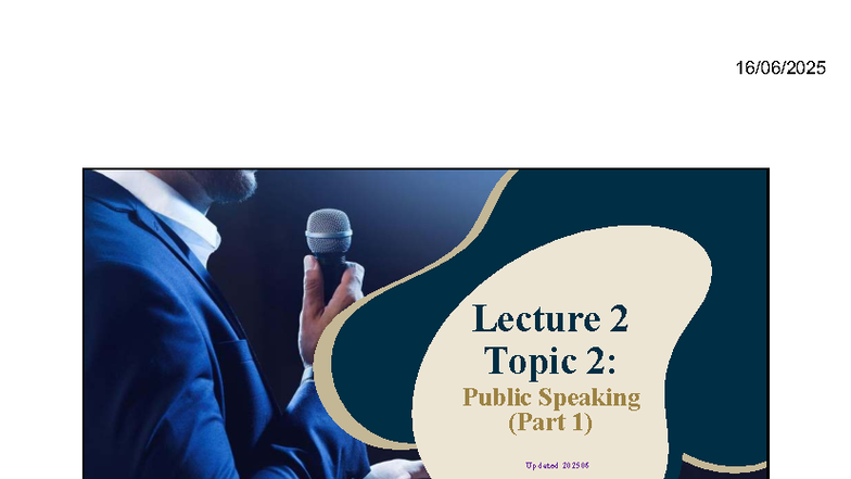 Lecture 2: Public Speaking (Part 1) Summary Notes - 202506 - Studocu